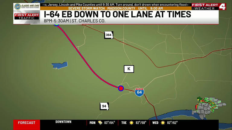 MoDOT closing several lanes of I-64 in St. Charles County over next two ...