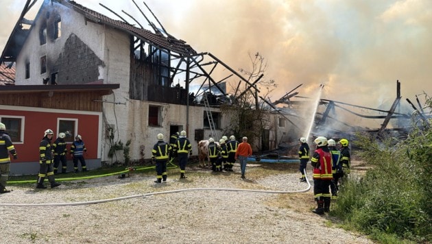 15 Feuerwehren bei Bauernhofbrand im Innviertel