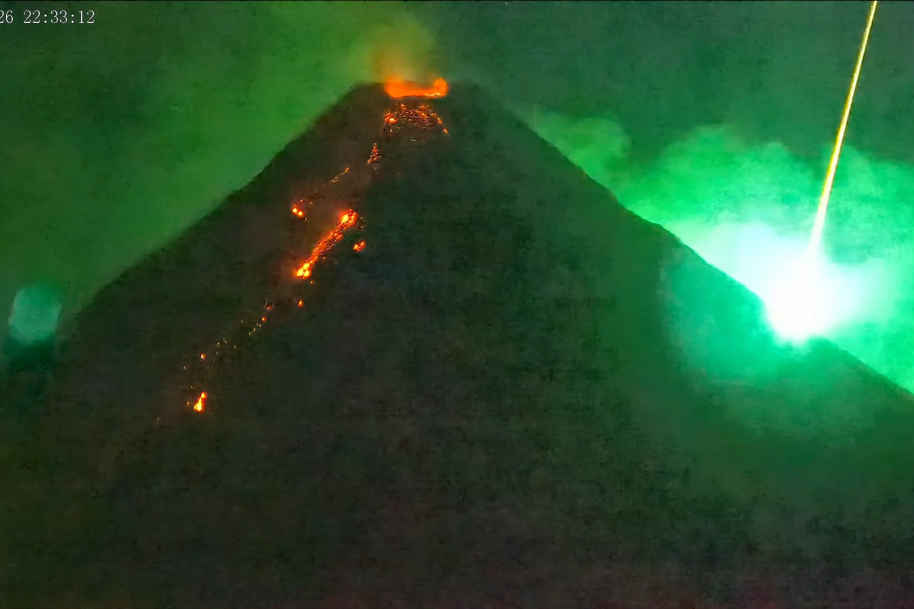 Viral video of rising light after meteor streaks past erupting ...