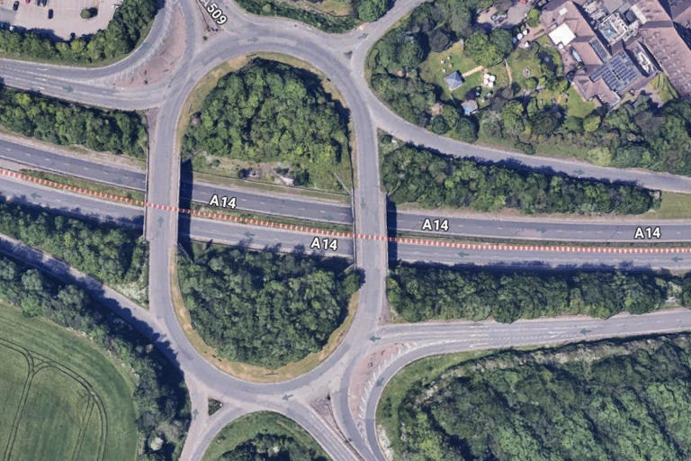Cars crashed into A14 central reservation in weekend incident near ...