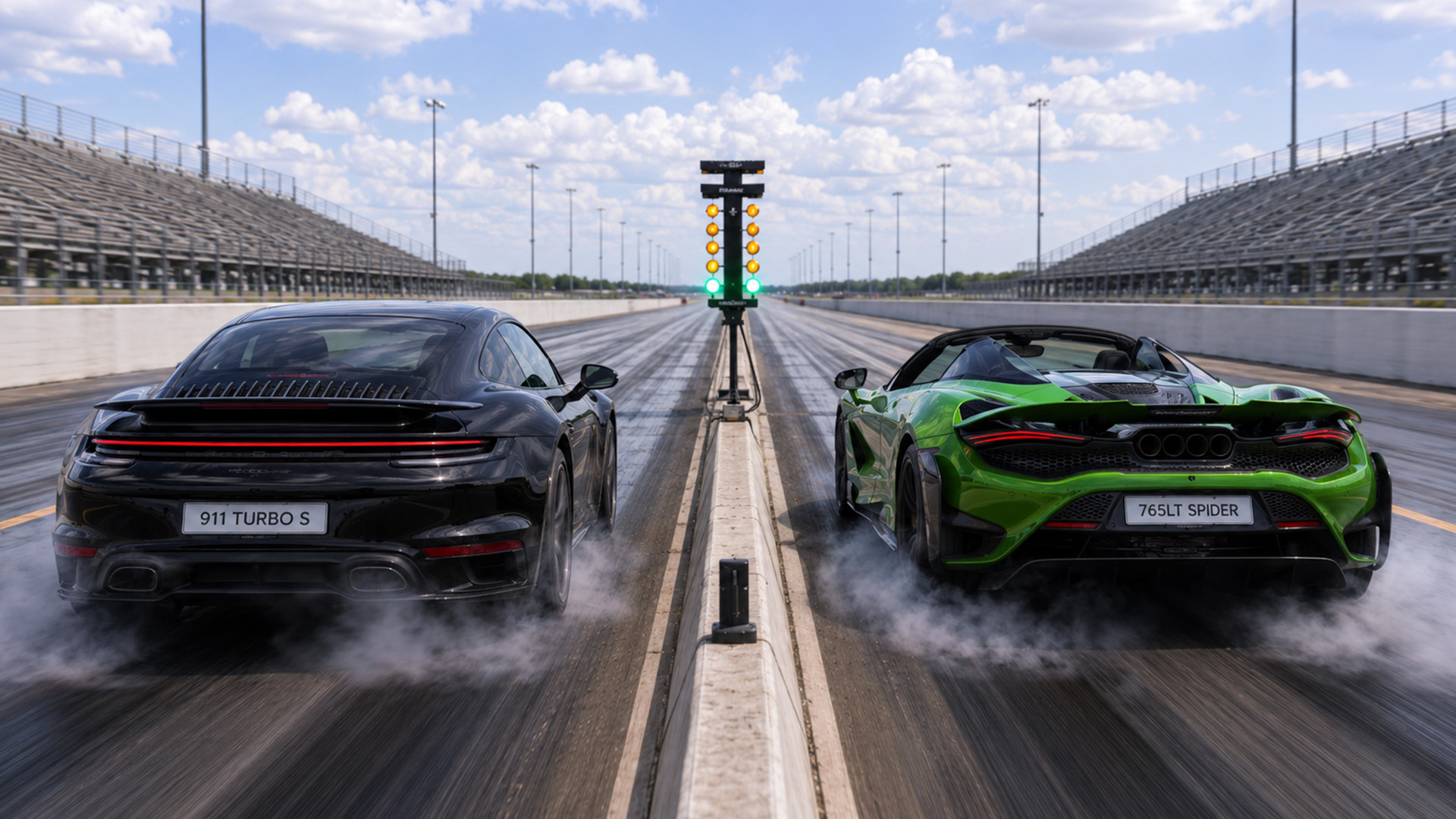 McLaren 765LT Spider takes on 1050HP Porsche Turbo S drag race