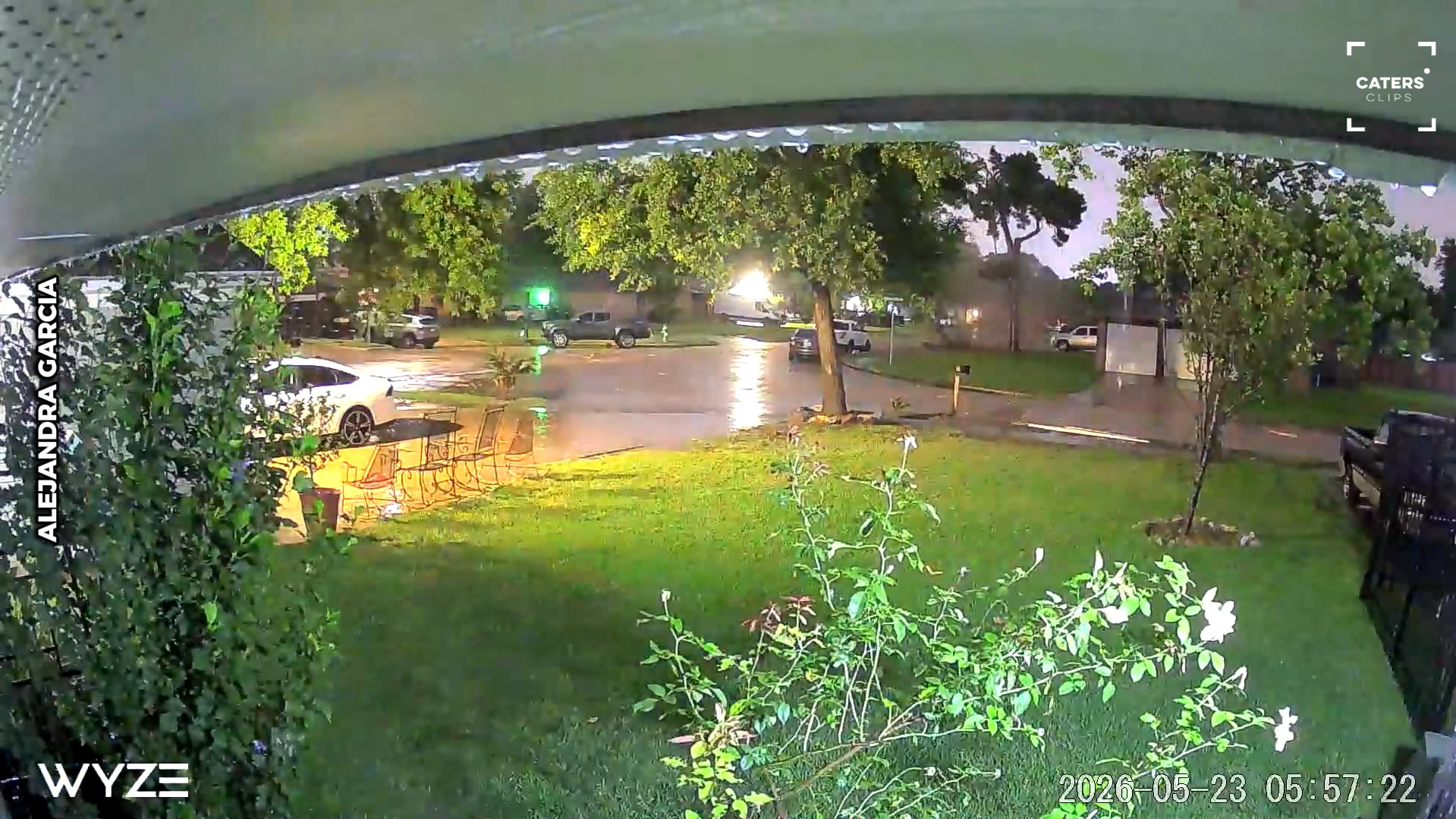 Security Camera Captures Lightning Striking Neighbour’s Tree in Texas