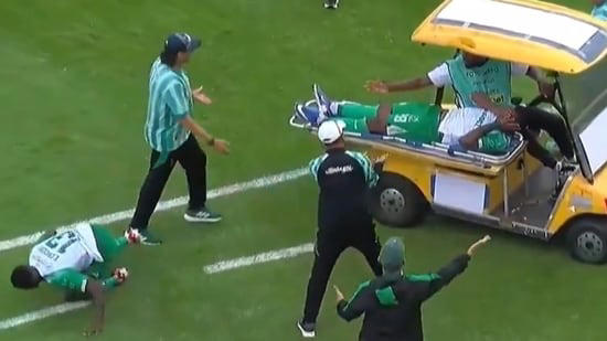 Medical cart crashes into player during football match, sparks chaos as ...