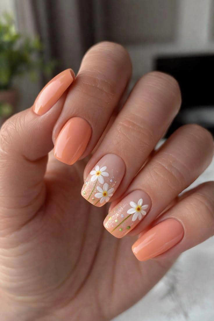 7 inspirasi nail art nuansa peach yang fresh dan elegan