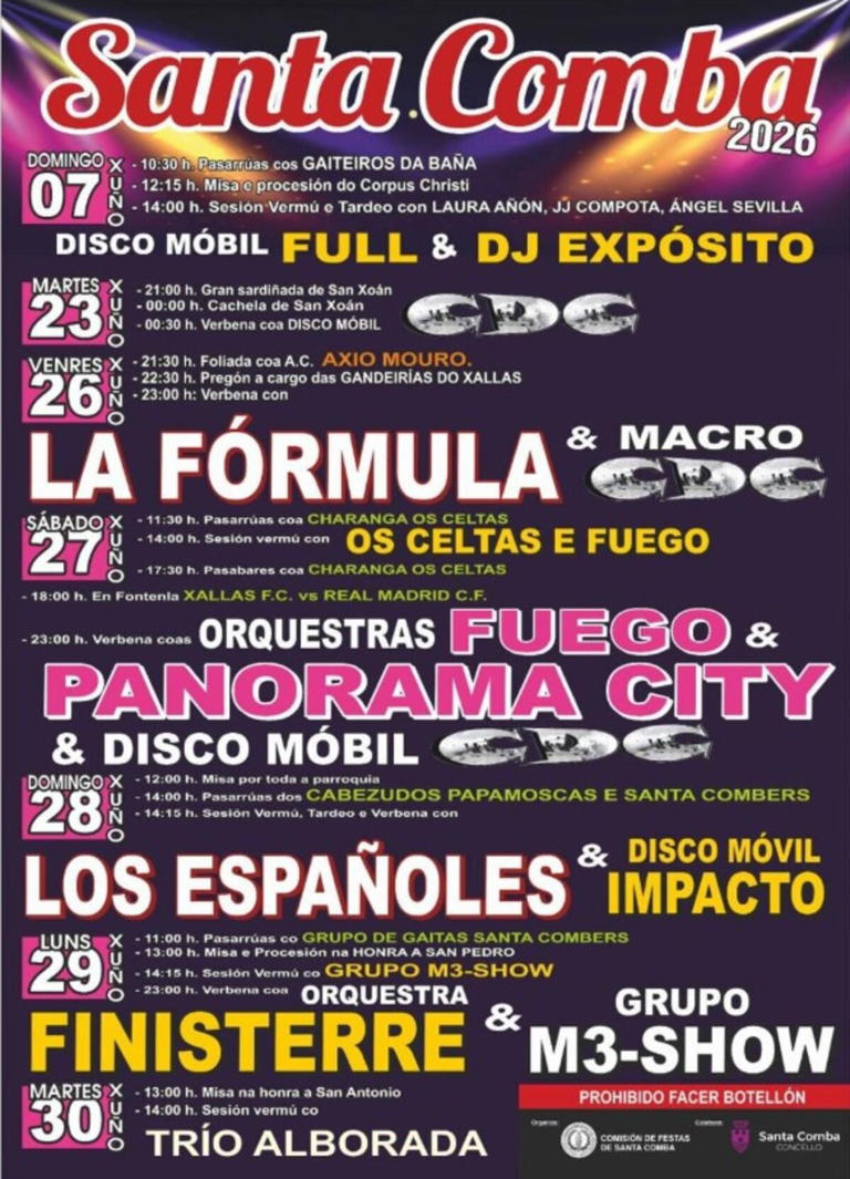 Siete días de fiesta en Santa Comba con La Fórmula, Panorama City o ...
