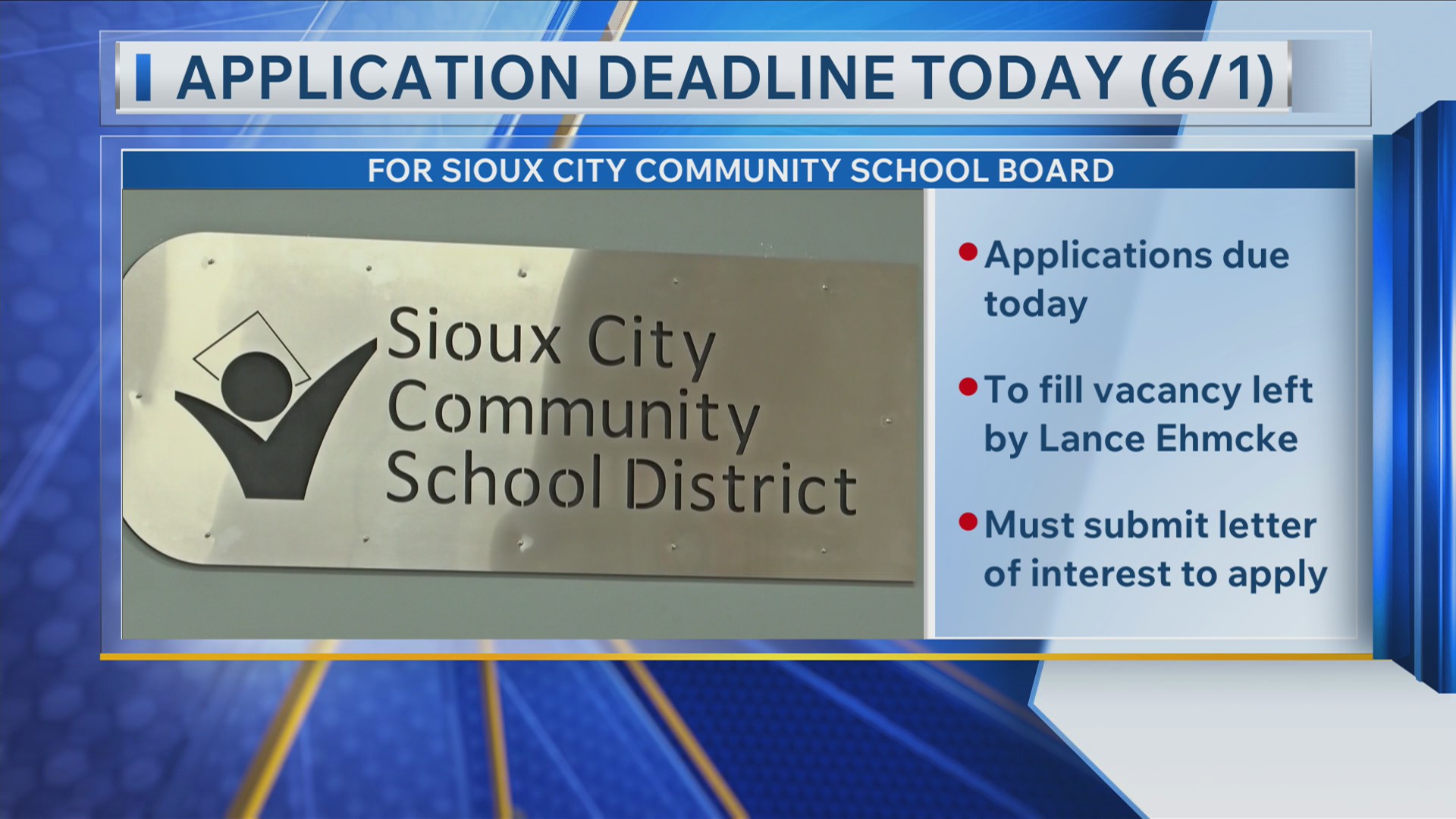 Application deadline today 6/1