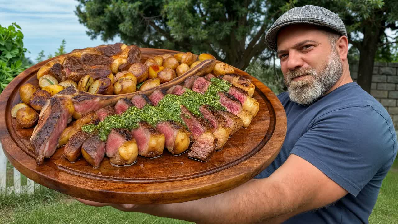Slow-cooked rustic steak with rich flavor