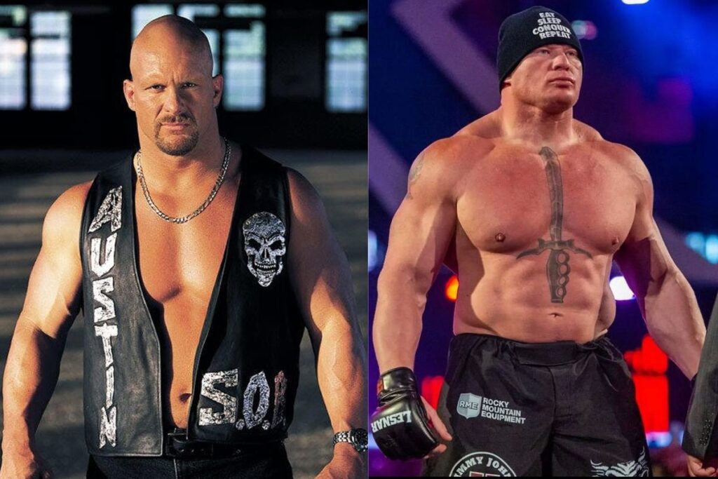 Steve Austin reveals his first reaction to Brock Lesnar’s “monstrous ...