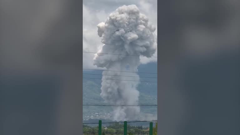Large plume of smoke rises after explosion in Myanmar village