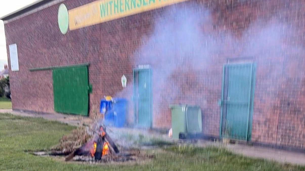 'Deliberate fires' damage football club's pitch