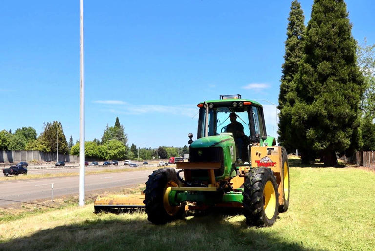 As wildfire season looms, Oregon transportation crews mow highways with ...