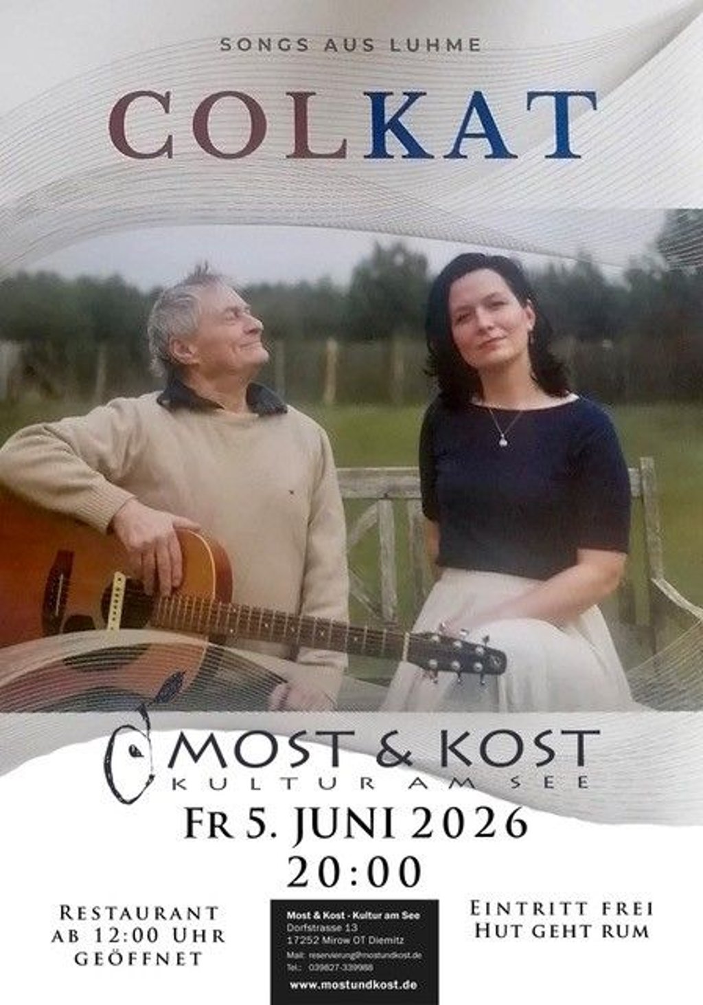 Duo Colkat spielt Freitag in Diemitz: Folkrock, Covers, eigene Songs
