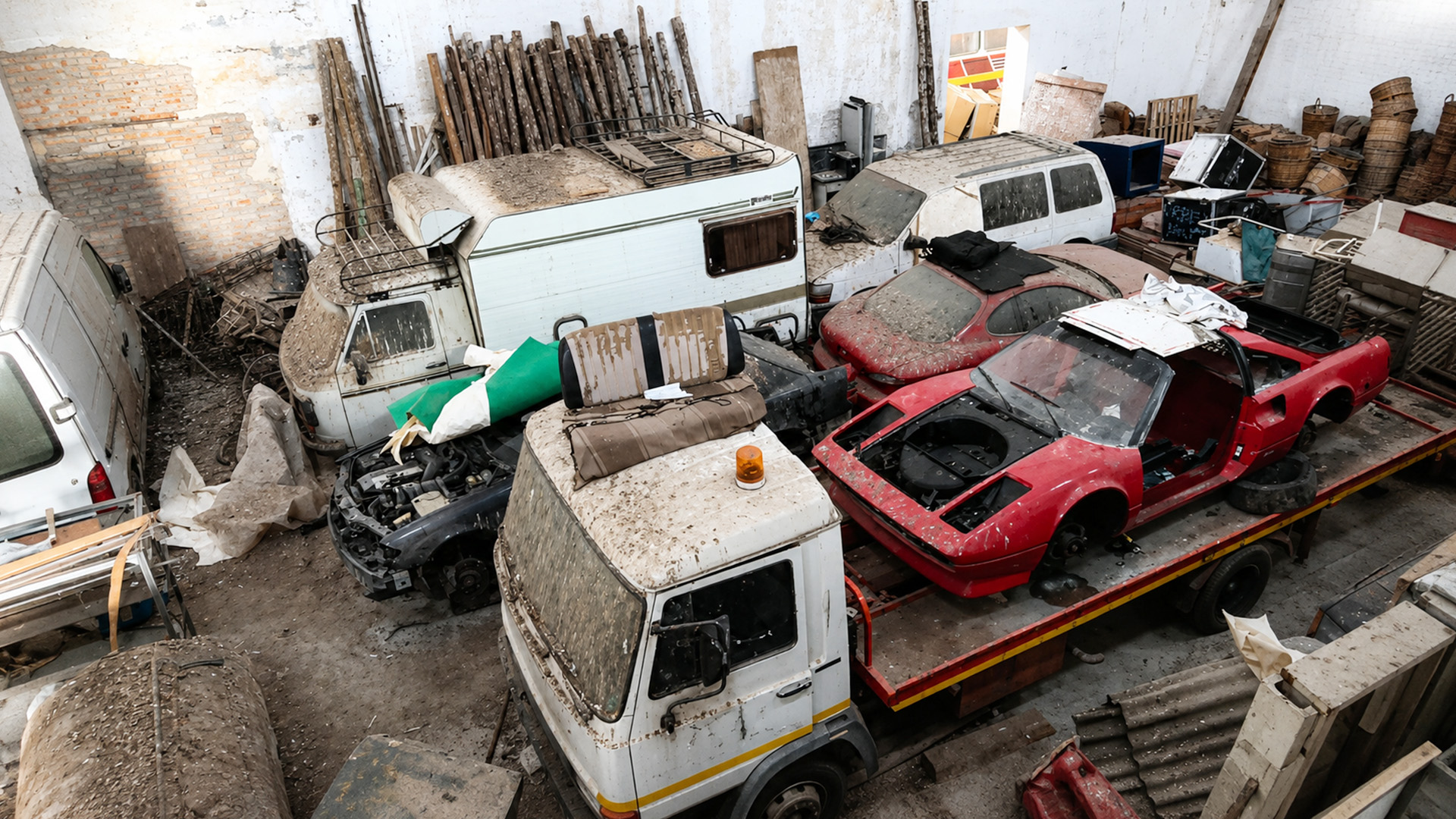 Rare Ferrari and vintage vehicles found at forgotten estate property