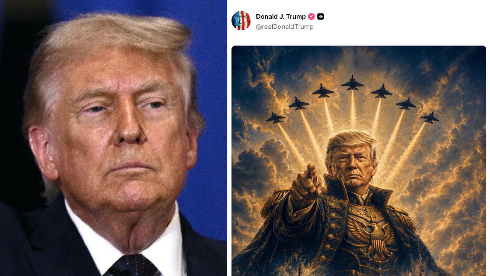 Trump posts slew of AI images celebrating himself after setbacks with ...