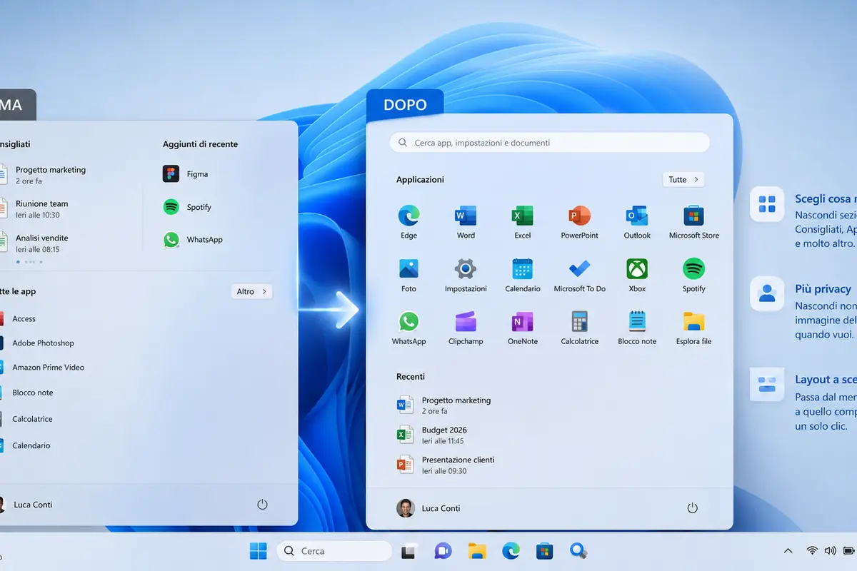 Windows 11 cambia il menu Start: più controllo agli utenti e addio ai ...