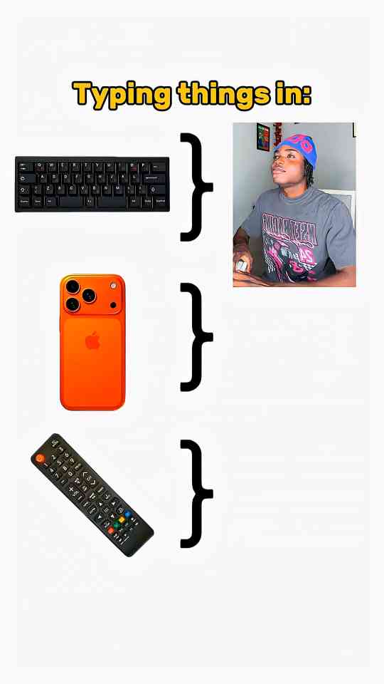 Typing on remote, keyboard, and phone