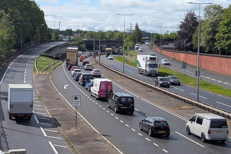 A500 shut and man in hospital as police and paramedics at Sideway