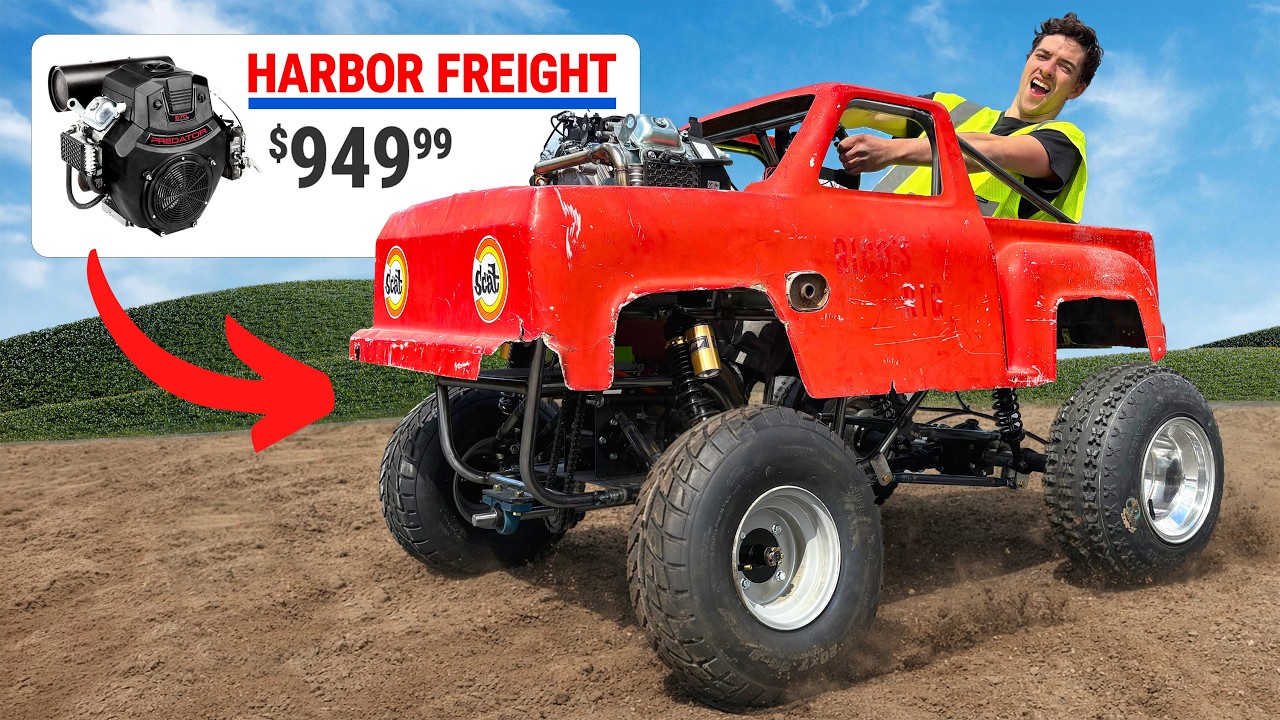 We built a 670cc Harbor Freight mini truck from scratch... first drive