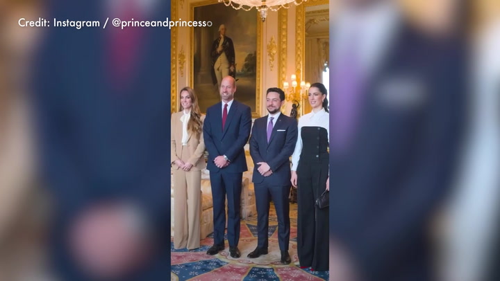 Watch: Prince William and Kate enjoy warm reunion with Jordan royals