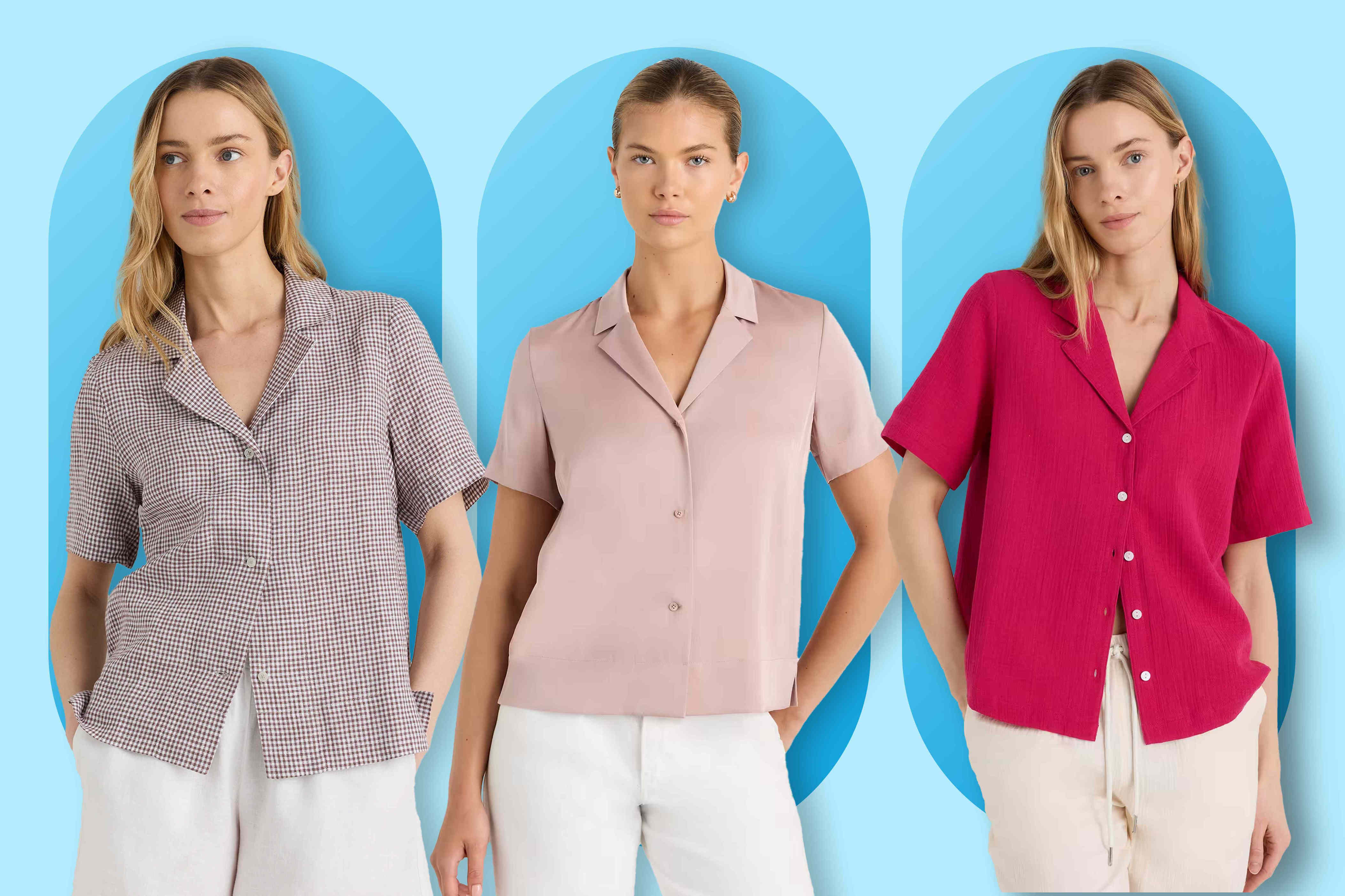 Quince’s linen, cotton, and washable short-sleeve silk blouses have ...