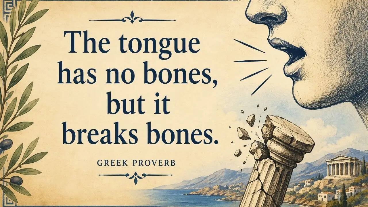 Greek proverb of the day: "The tongue has no bones, but it breaks..."