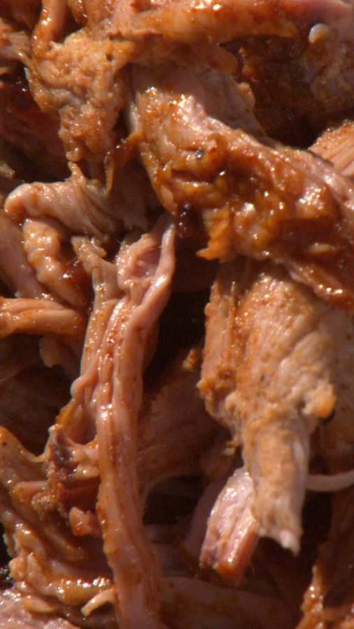 Barbecue feast with pulled pork and chicken