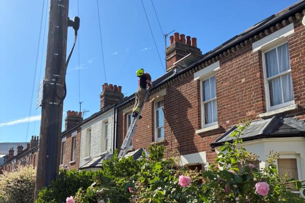 Firefighters rescue 'panicked' dog from roof of home