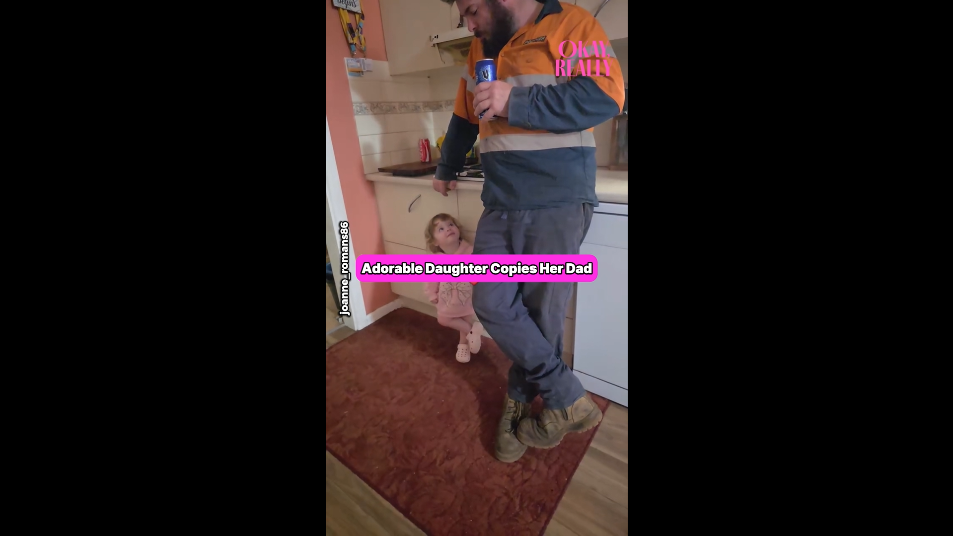 Little girl melts hearts copying everything her dad does in Australia