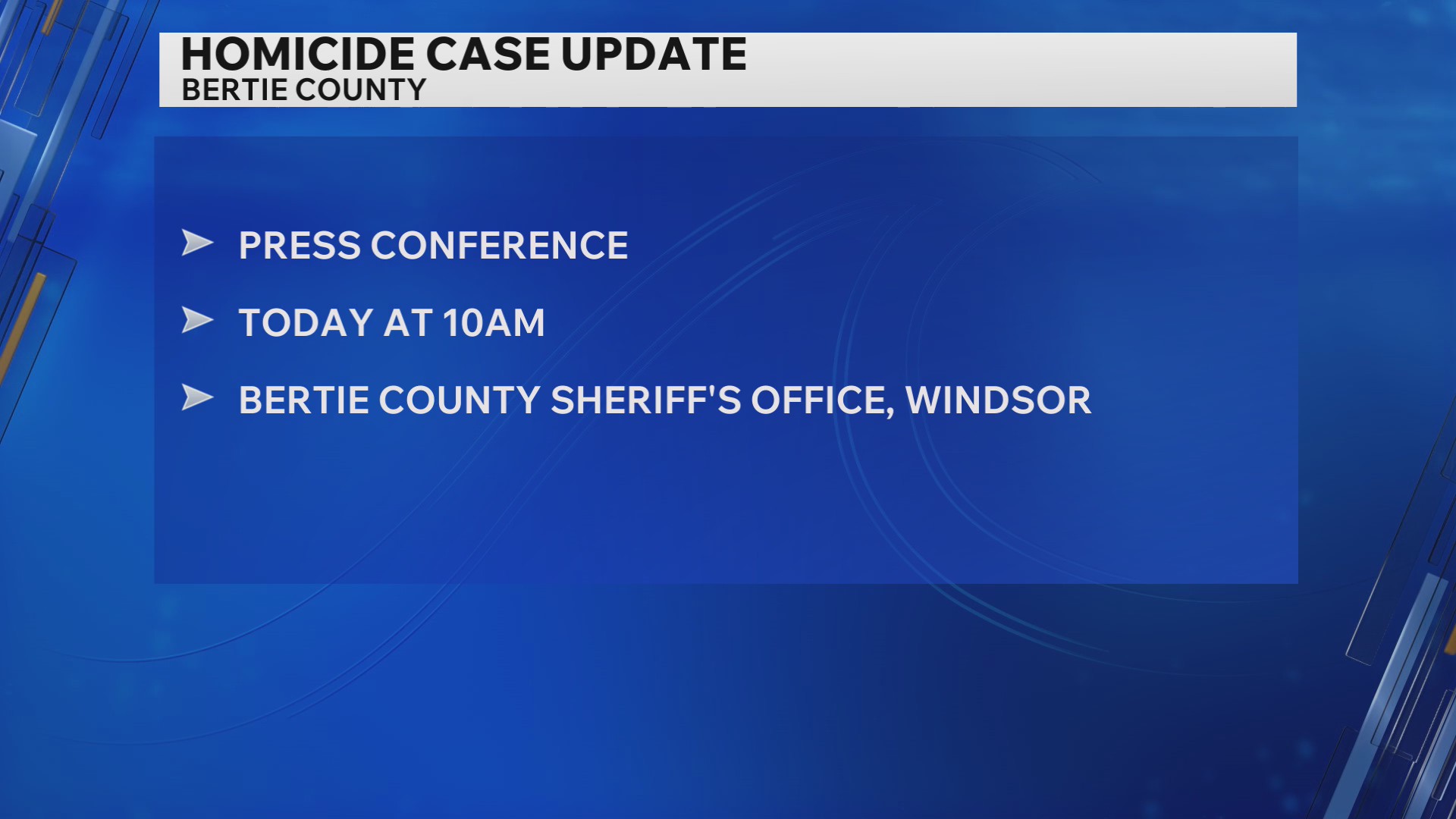 Press conference: Sheriff to discuss Bertie County homicides