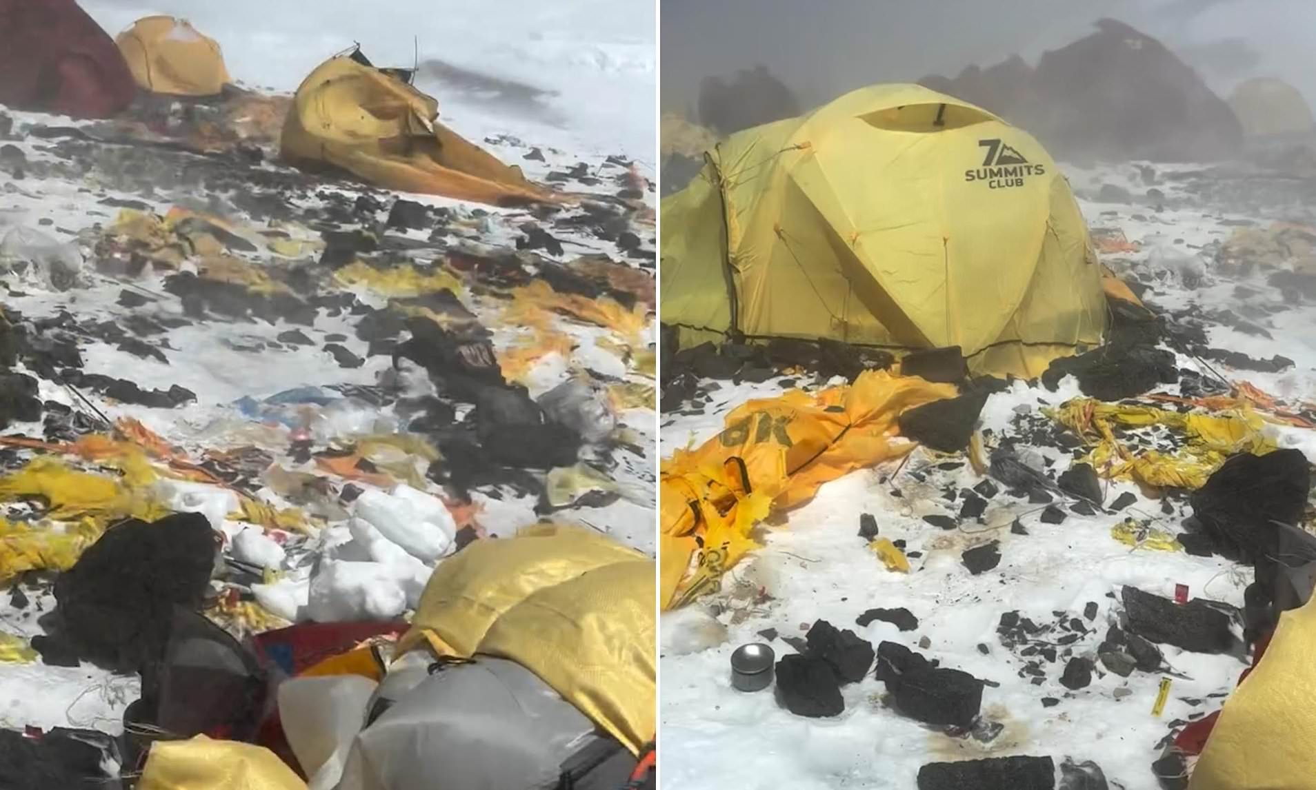 Mount Everest's campsite is littered with abandoned tents, trash and ...
