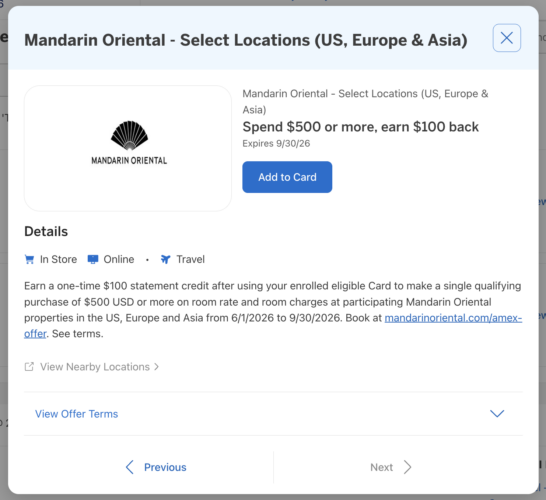 New Amex offer for Mandarin Oriental Hotels: Get $100 back after ...