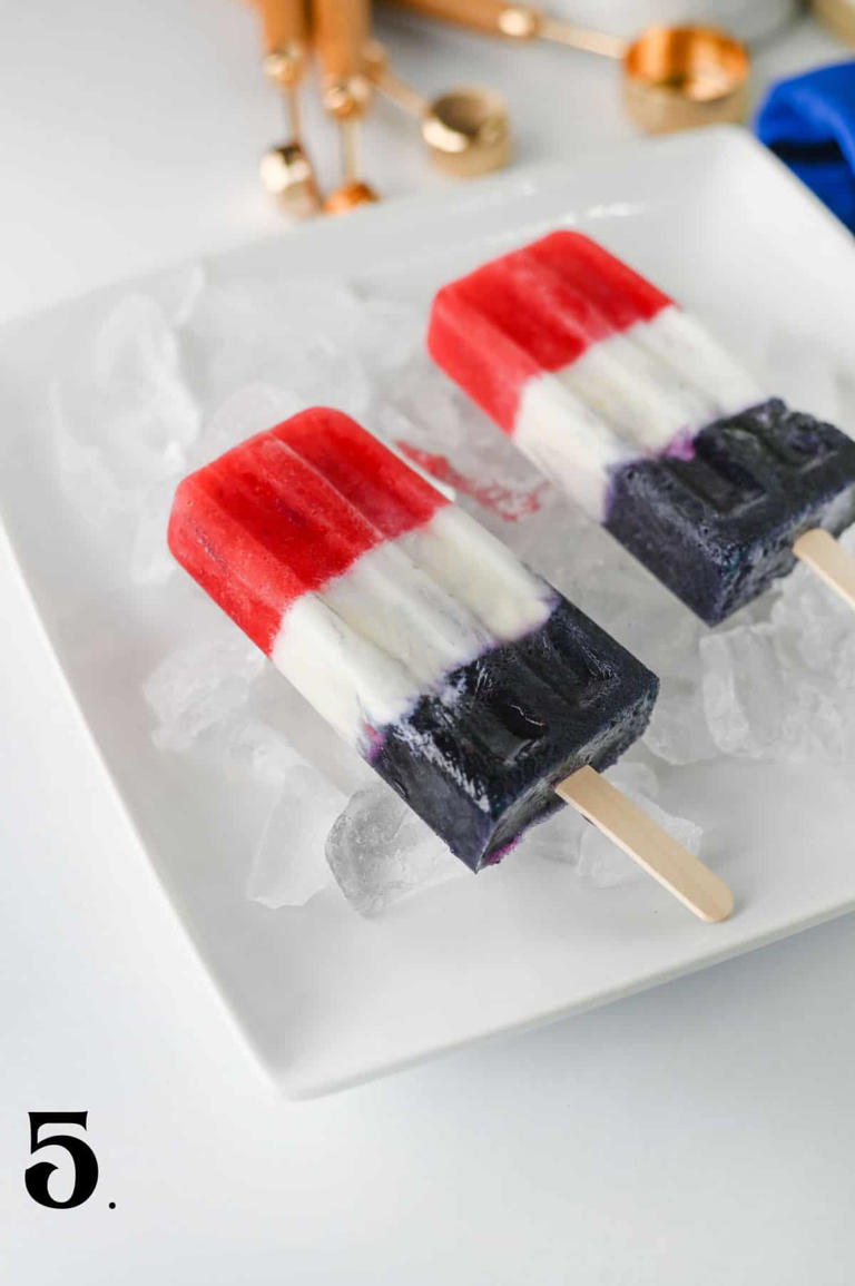 Red white and blue fruit popsicles