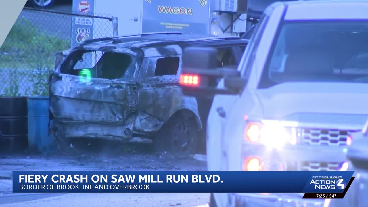 Fiery crash on Brookline, Overbrook border