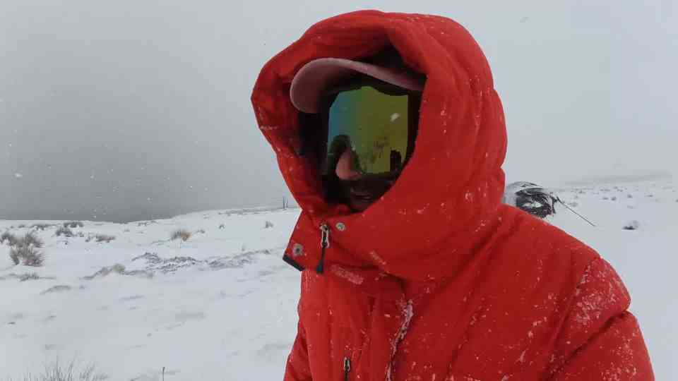 The blizzard was so bad I needed arctic gear just to step outside