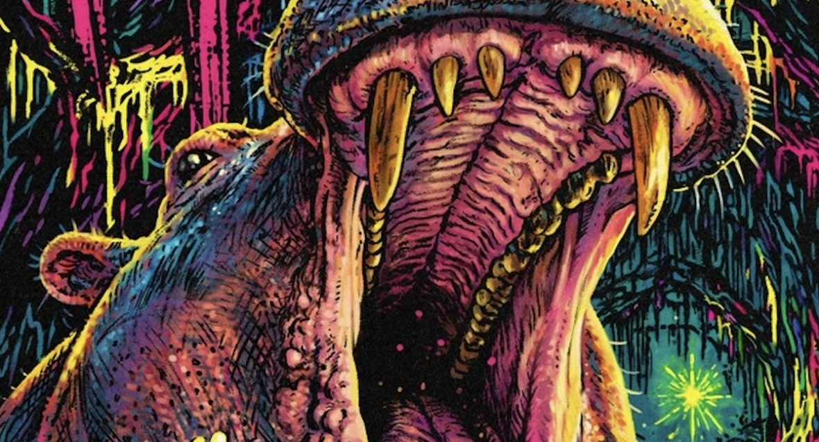 'Hungry' poster unleashes a neon-drenched hippo horror nightmare