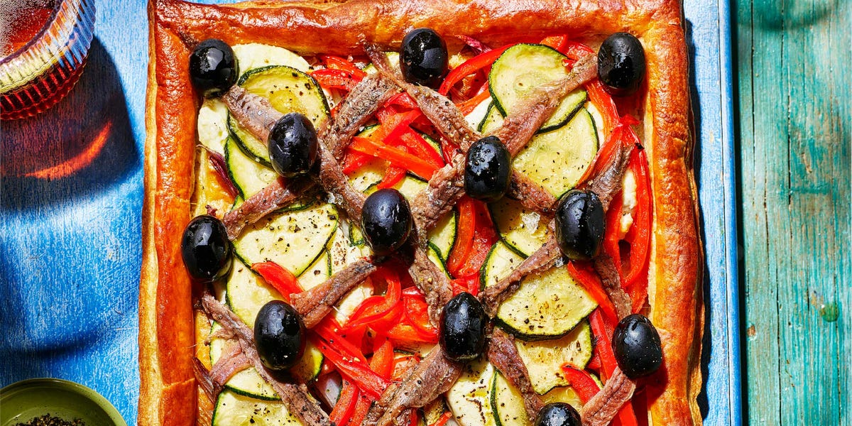 Summer pissaladière with sunshine veg and goat's cheese recipe