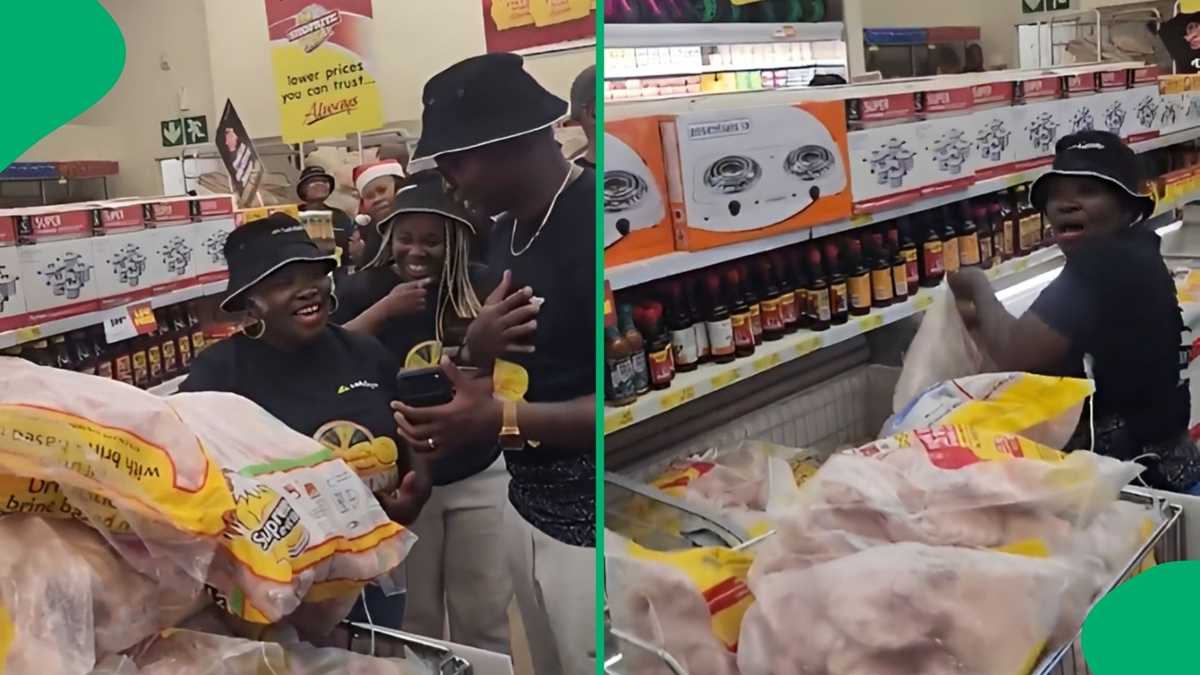 Shoprite is not happy: Woman piles trolley with chicken during trolley ...