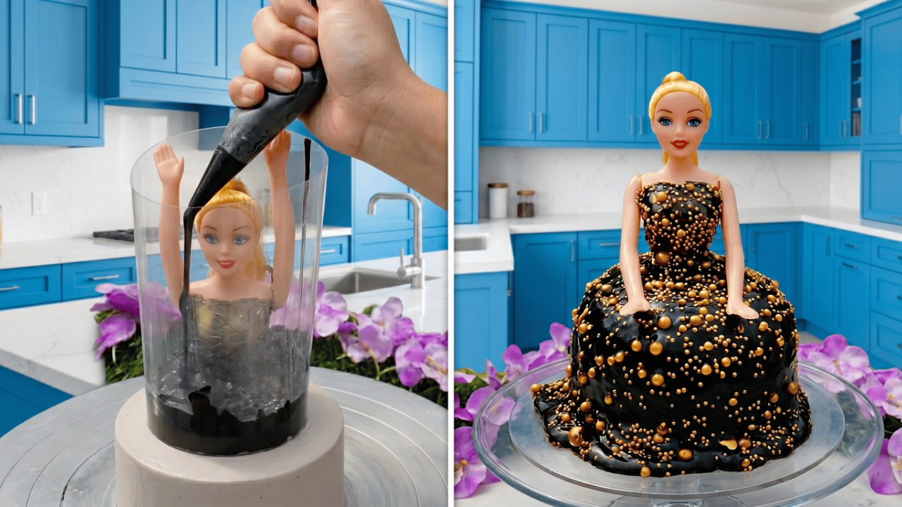Stunning chocolate cake decorating process