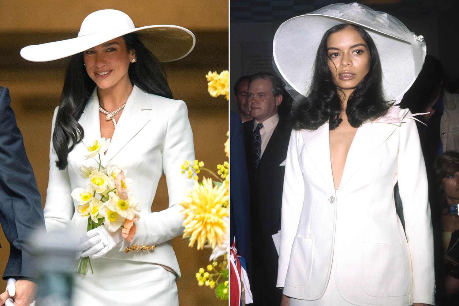 Dua Lipa channeled Bianca Jagger's iconic bridal look in a custom suit ...