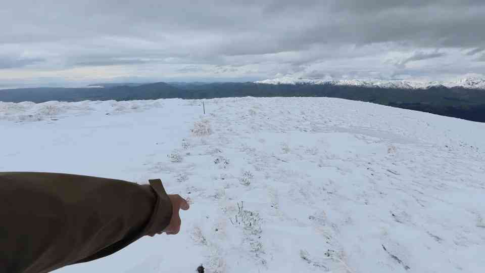 Thigh deep snow ended any chance of escaping the mountain