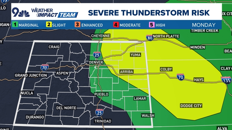 Severe storms possible Monday on Colorado's Front Range, eastern plains