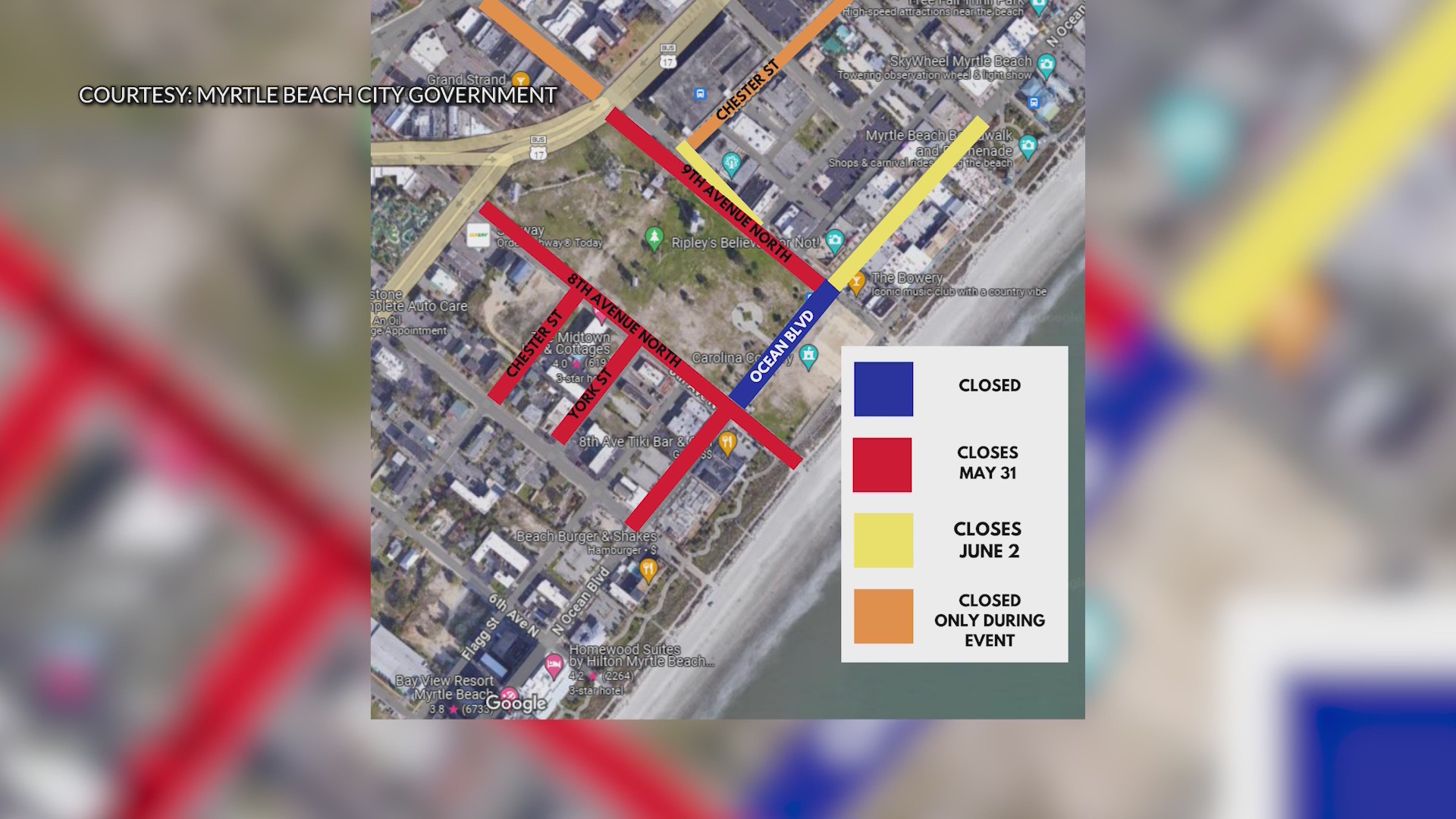 Myrtle Beach street closures set for Carolina Country Music Fest