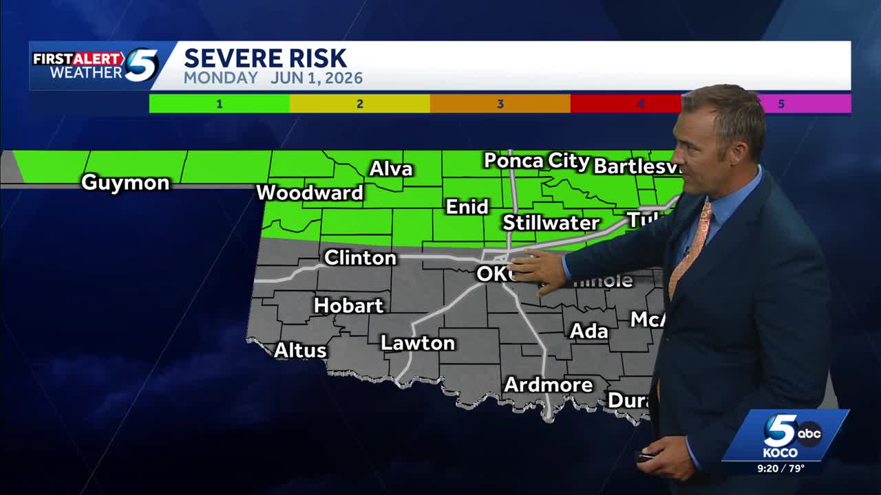 Oklahoma storm update: Level 1 risk expands closer to OKC metro