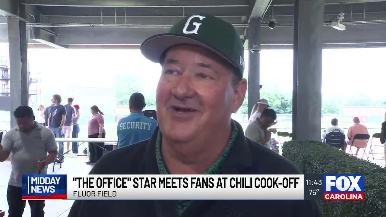 The Office star met fans during Greenville Drive chili cook-off