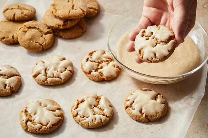 Iced chestnut cookies with bourbon brown butter icing