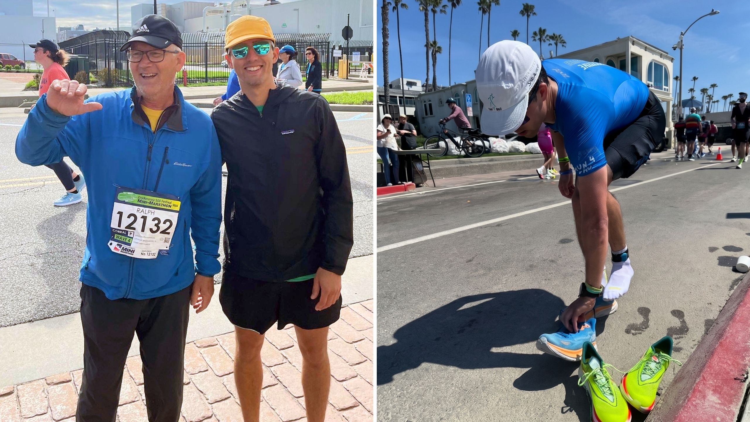 Son changes into late dad's running shoes to cross Ironman finish line ...