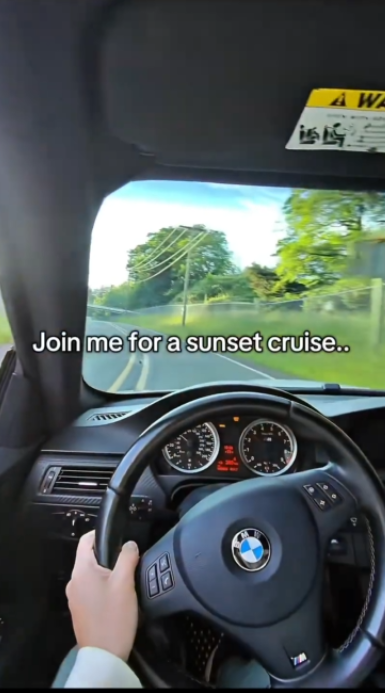 Manual V8 driving through curvy roads