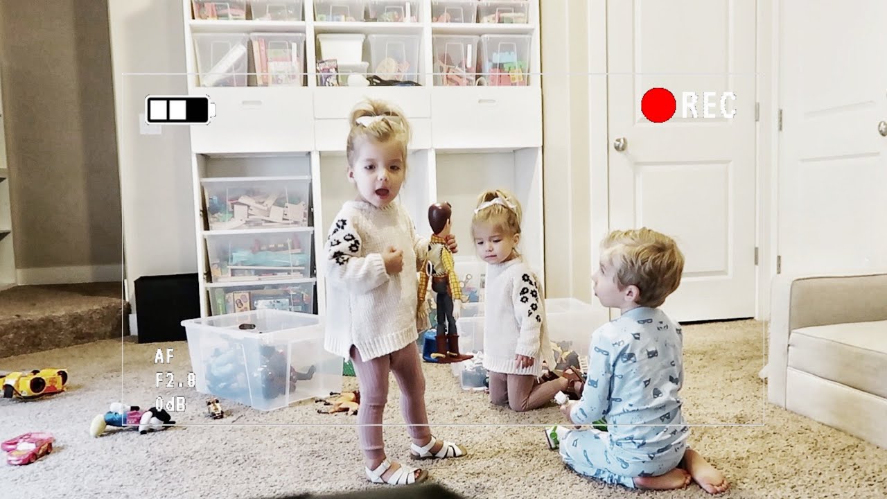 Watch a hidden camera capture young twins talking to a boy