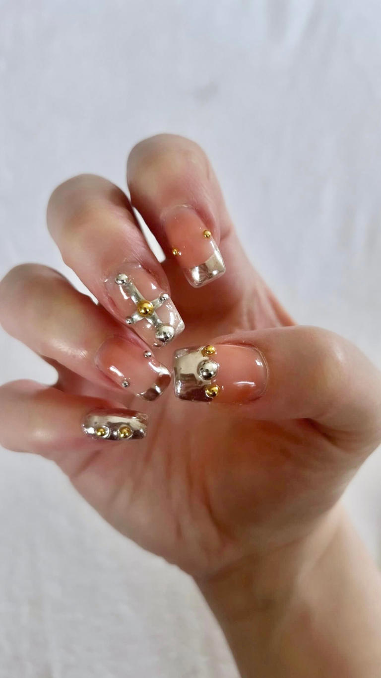 Kat Dennings Did Her Pierced Chrome French Manicure Herself ...