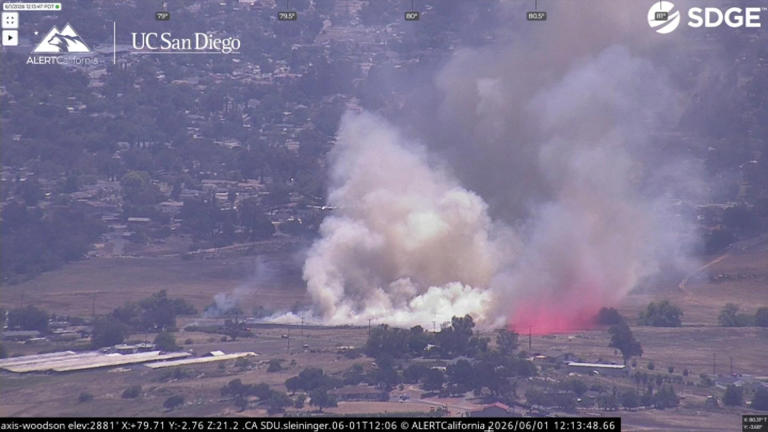 Watch live: Air attack underway on brush fire burning in Ramona